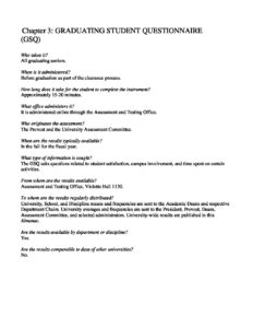 Graduating Student Questionnaire (GSQ) - University Assessment
